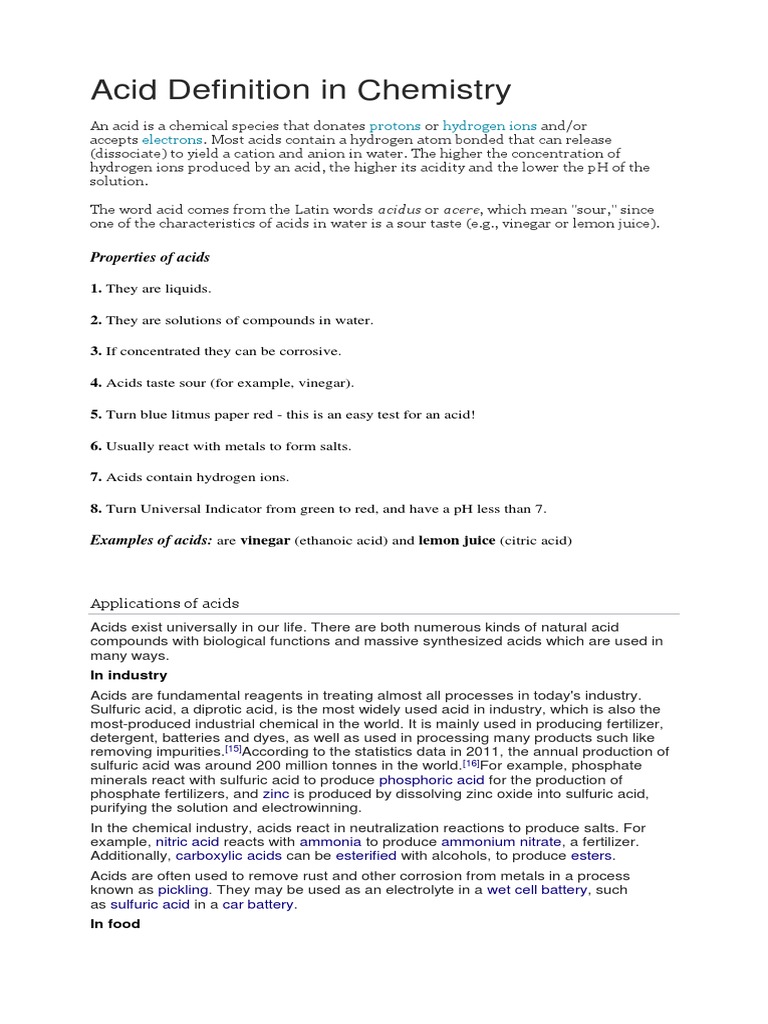 Understanding Acids in Chemistry | PDF | Acid | Ion