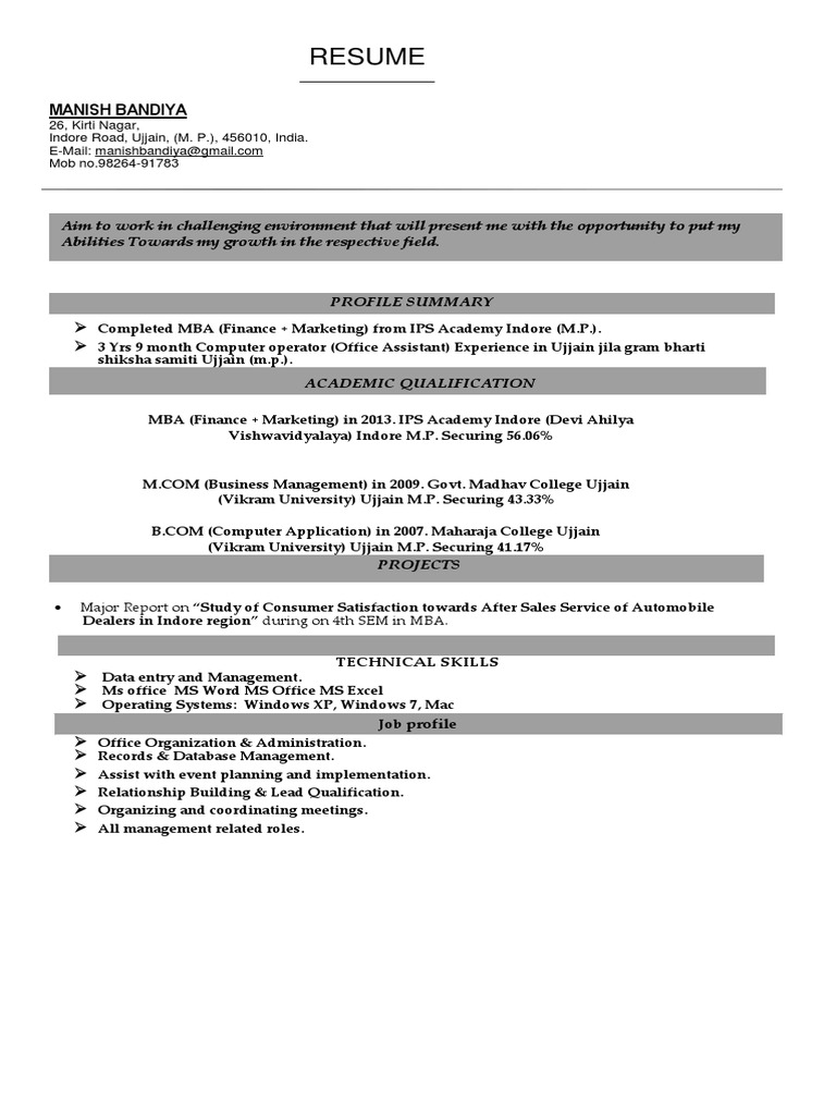 CV Manish | PDF | Business | Computing