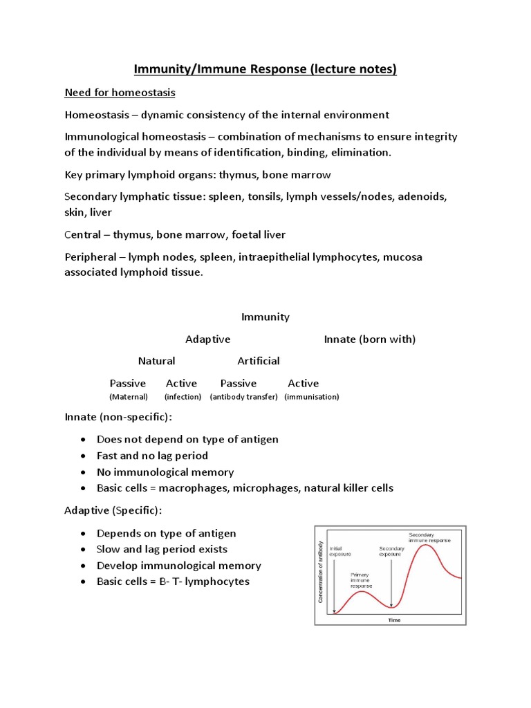 Immunity (Lecture Notes) | PDF | Immune System | Lymphatic System