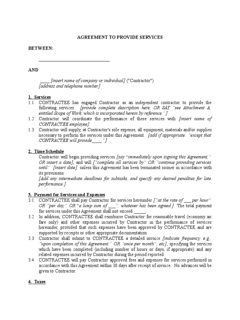 Generic Contract For Services Draft | Download Free PDF | Indemnity ...