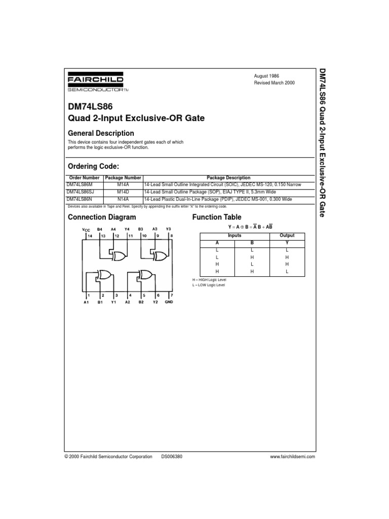 7486 datasheet.pdf | Electrical Engineering | Electronics