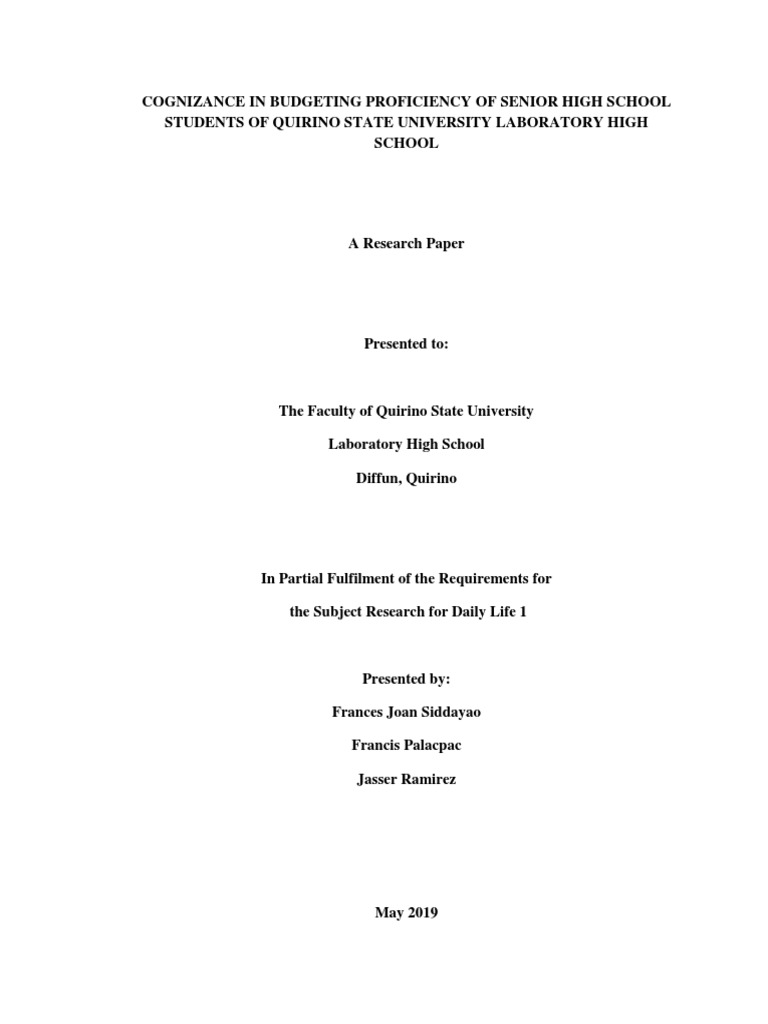 SHS Students Financial Literacy Research Proper | PDF | Survey ...
