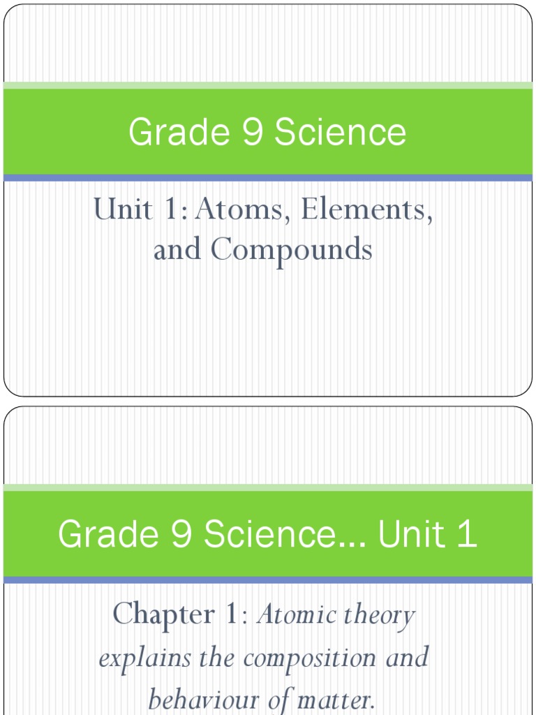 Grade 9 Science: Unit 1: Atoms, Elements, and Compounds | PDF | Atomic ...