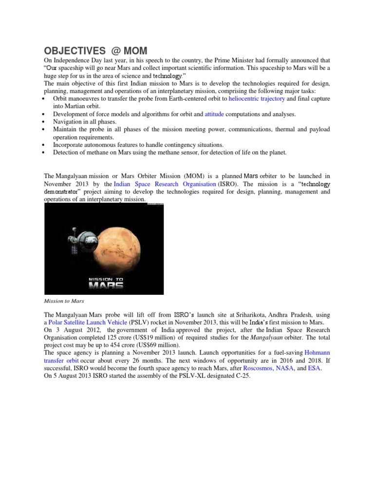 Objectives at Mom: Heliocentric Trajectory Attitude | PDF