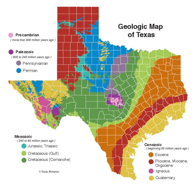Geologic map of Texas' Precambrian to Quaternary eras | PDF