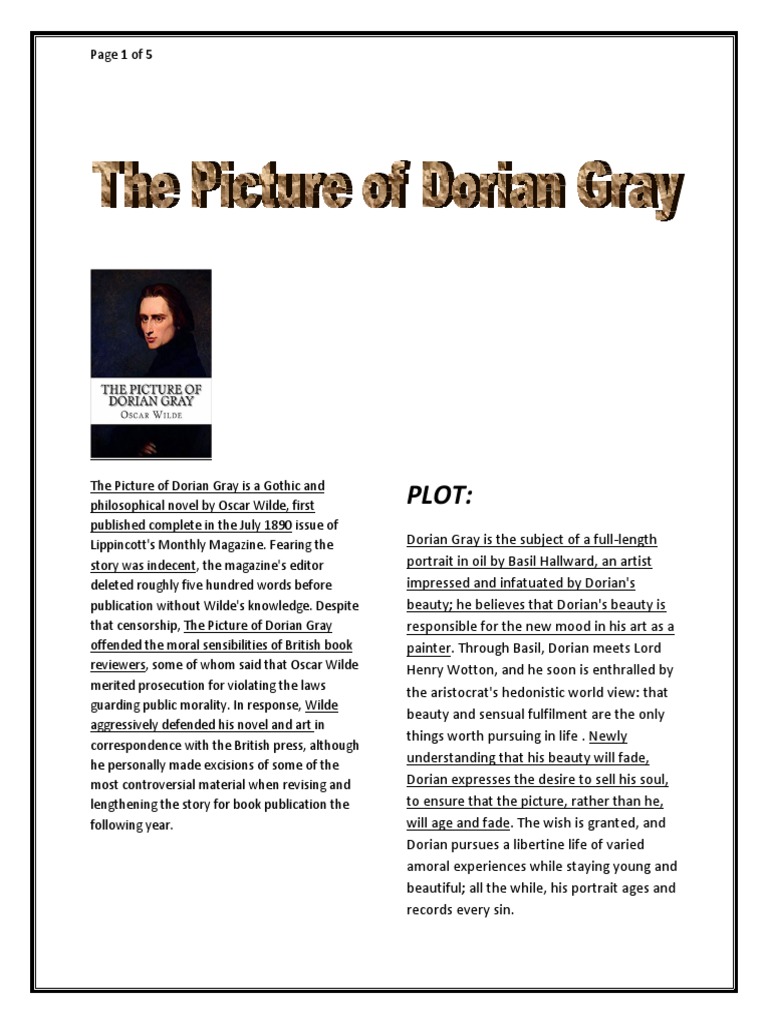 The Picture of Dorian Gray by Oscar Wilde | PDF | The Picture Of Dorian ...