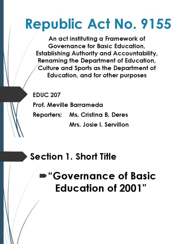 Republic Act No. 9155 | PDF | Governance | Teachers