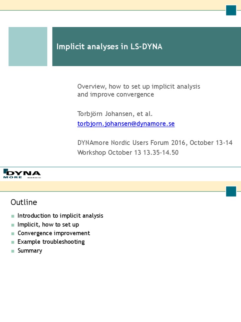 Implicit Analyses in LS-DYNA | PDF | Nonlinear System | Spectral Density