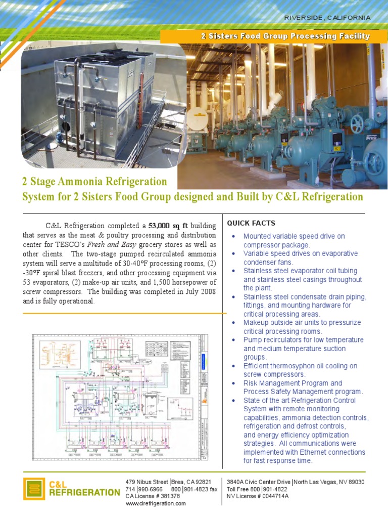 2 Stage Ammonia Refrigeration System For 2 Sisters Food Group Designed ...