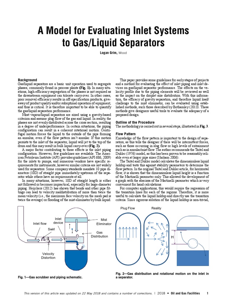 Evaluating Inlet Systems for Gas/Liquid Separators | PDF | Fluid ...