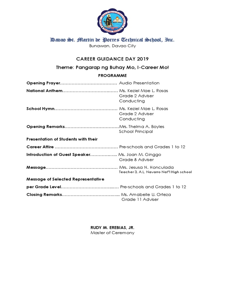 Career Guidance Day 2019 Program | PDF