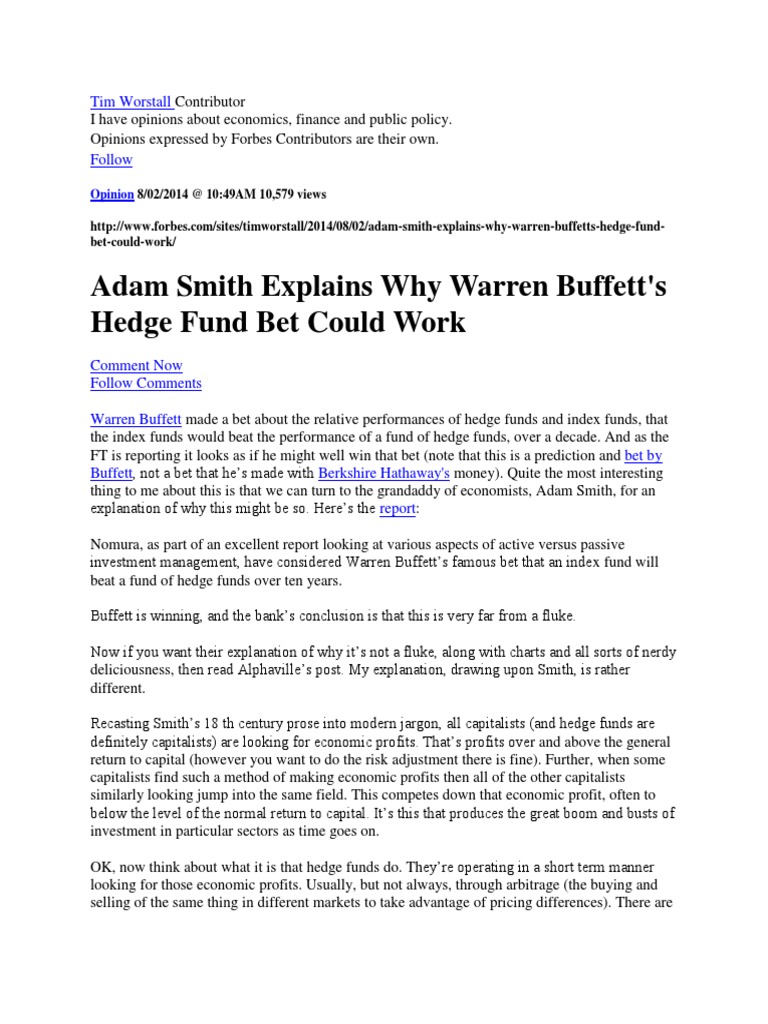 Buffett's Index Fund Bet Explained | PDF | Beta (Finance) | Hedge Fund