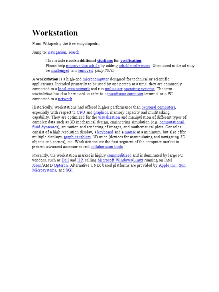 Workstation: Workstation Has Also Been Used To Refer To A | PDF ...