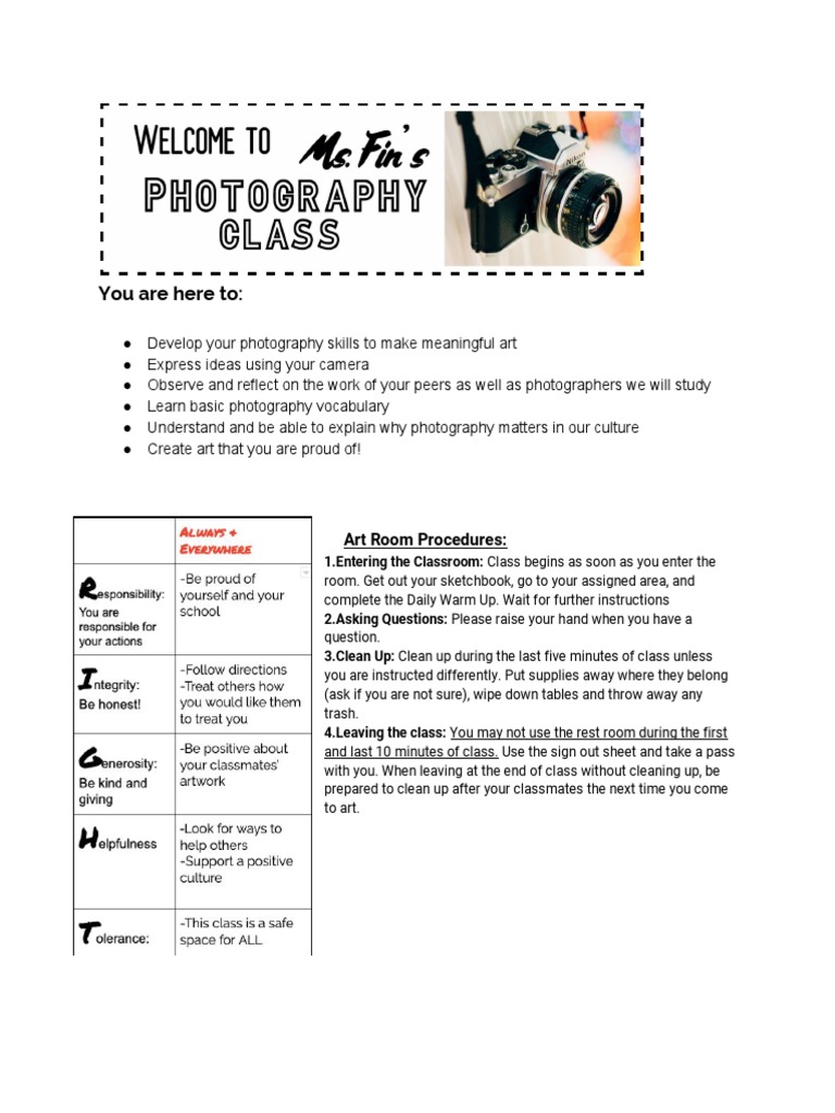 Middle School Photography Syllabus | PDF | Education Theory | Teaching