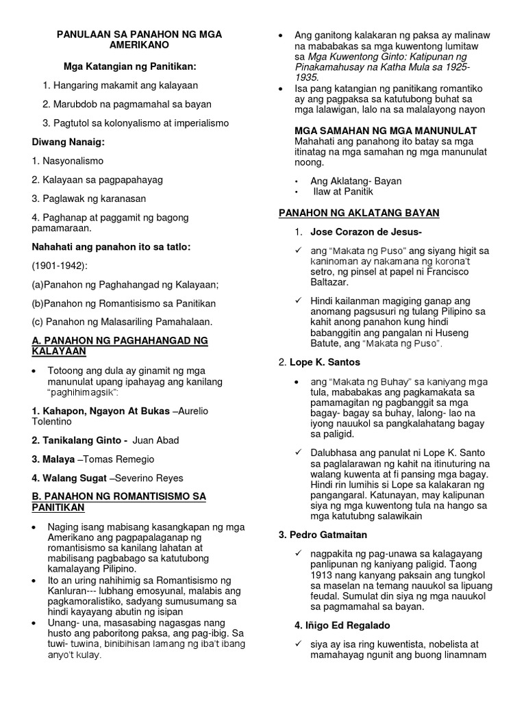 Panulaan Sa Panahon NG Mga Amerikano | PDF