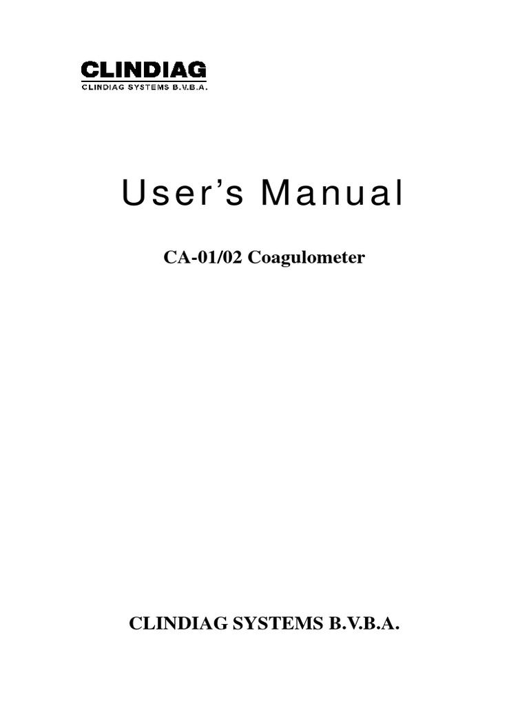CA-01, 02 Coagulometer (New) | PDF | Menu