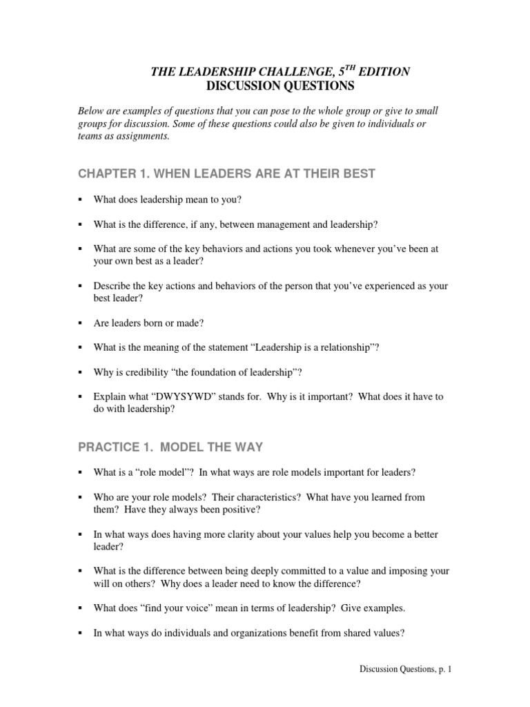 Chapter 1. When Leaders Are at Their Best: The Leadership Challenge, 5 ...