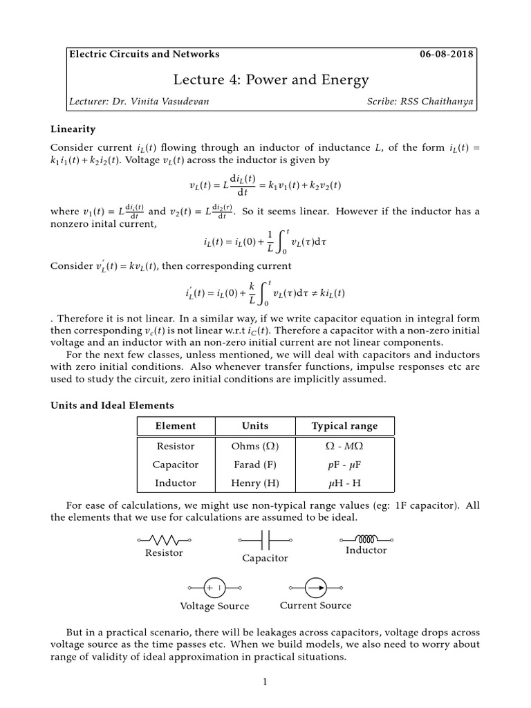 Lecture 4 Scribe PDF | PDF | Electrical Network | Capacitor