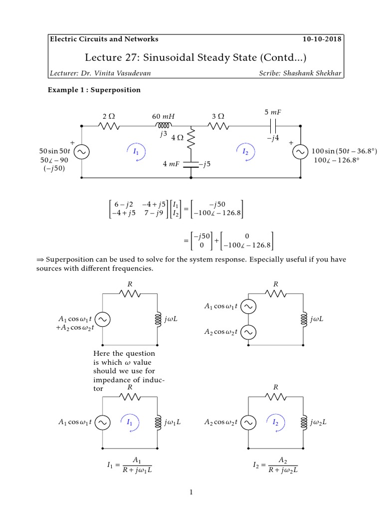 Lecture 27 Scribe | PDF | Electrical Impedance | Electrical Circuits