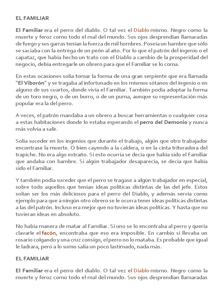El Familiar Leyenda | PDF | Diablo | Perros El Familiar Leyenda | PDF | Diablo | Perros