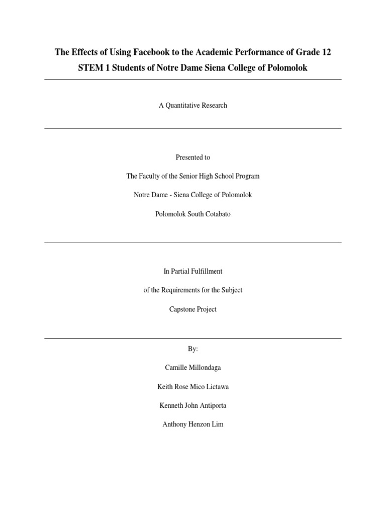 Effects of Using Facebook On Academics | PDF | Social Networking ...