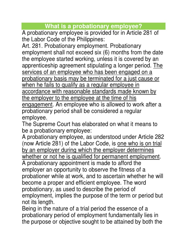 What Is A Probationary Employee | PDF | Probation | Employment