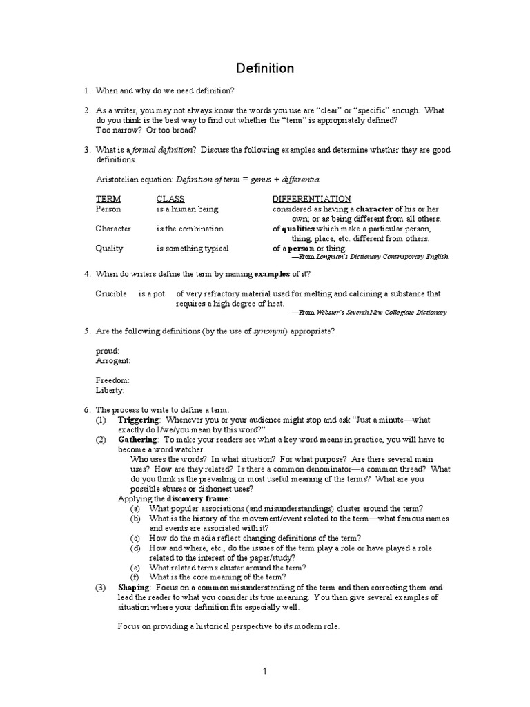 Types of Definition | PDF | Definition | Word