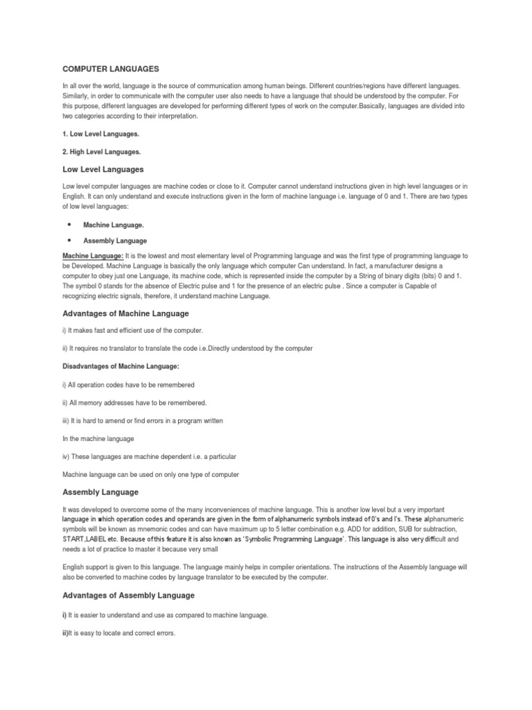 Computer Languages | PDF | Programming Language | Computer Program