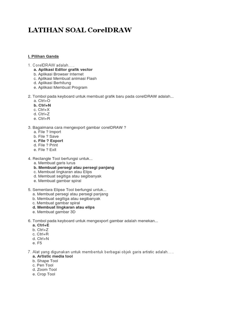 LATIHAN SOAL CorelDRAW | PDF