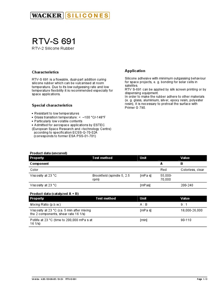 RTV-S 691 | Young's Modulus | Silicone