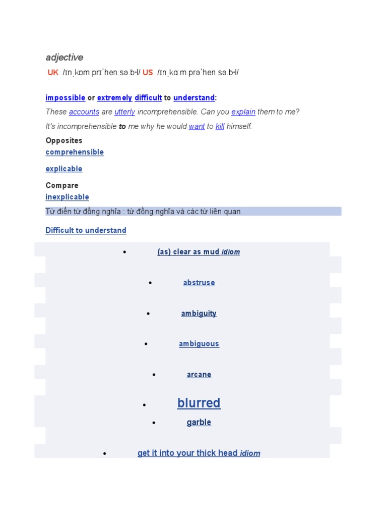 Meaning of incomprehensible | PDF