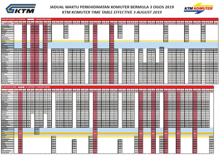 KTM Komuter Time Table Effective 3 August 2019 | PDF