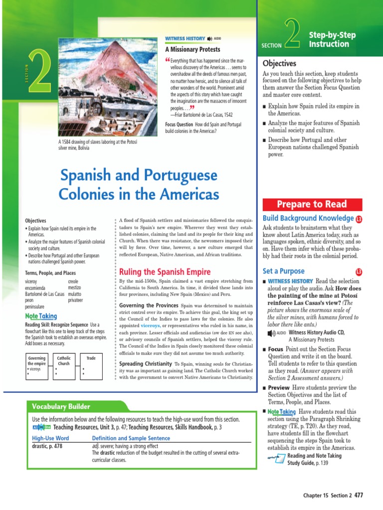 Spanish and Portuguese Colonies in The Americas: Objectives | PDF | New ...
