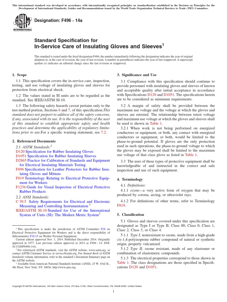 Astm F496 | PDF | High Voltage | Insulator (Electricity)