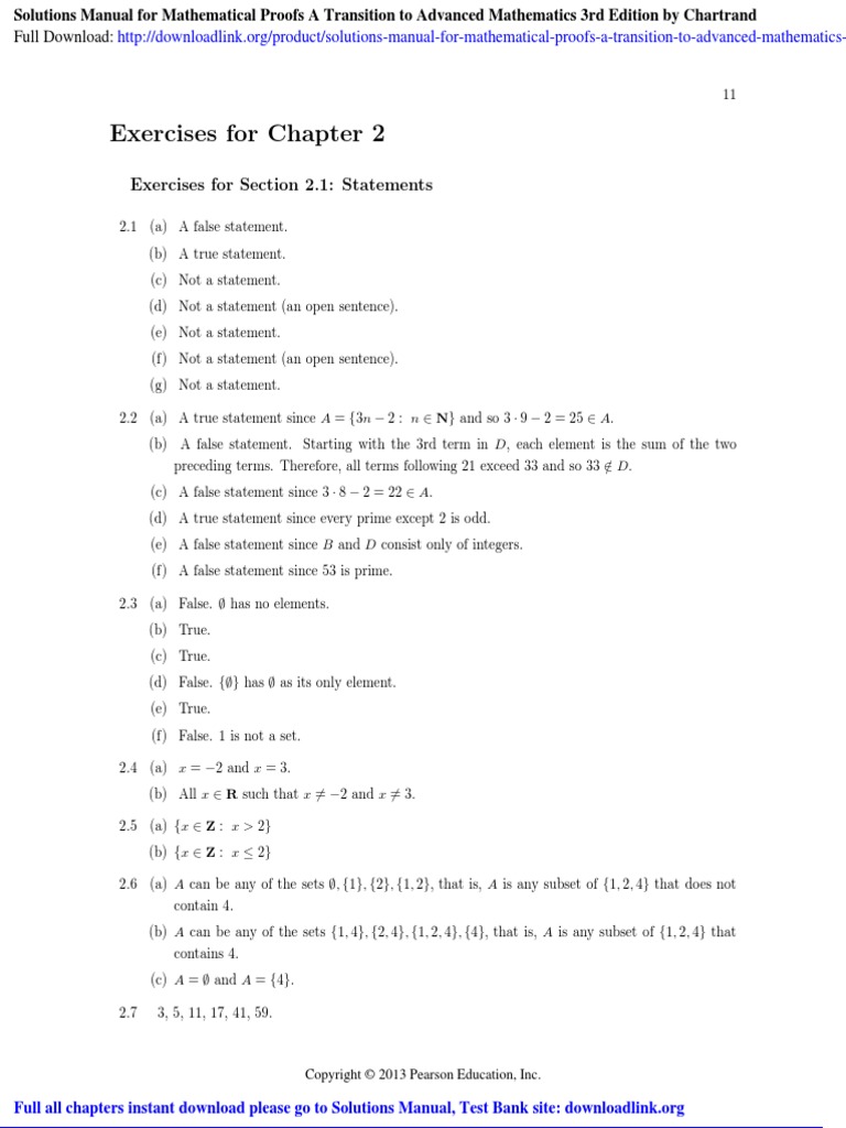 Solutions Manual For Mathematical Proofs A Transition To Advanced Mathematics 3rd Edition by ...