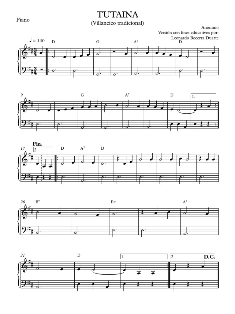 Tutaina - Piano | PDF