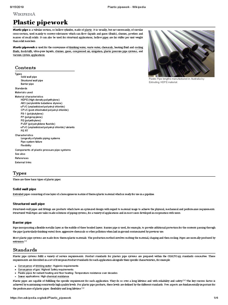 Plastic Pipework: Solid Wall Pipe | PDF | Polyethylene | Building ...
