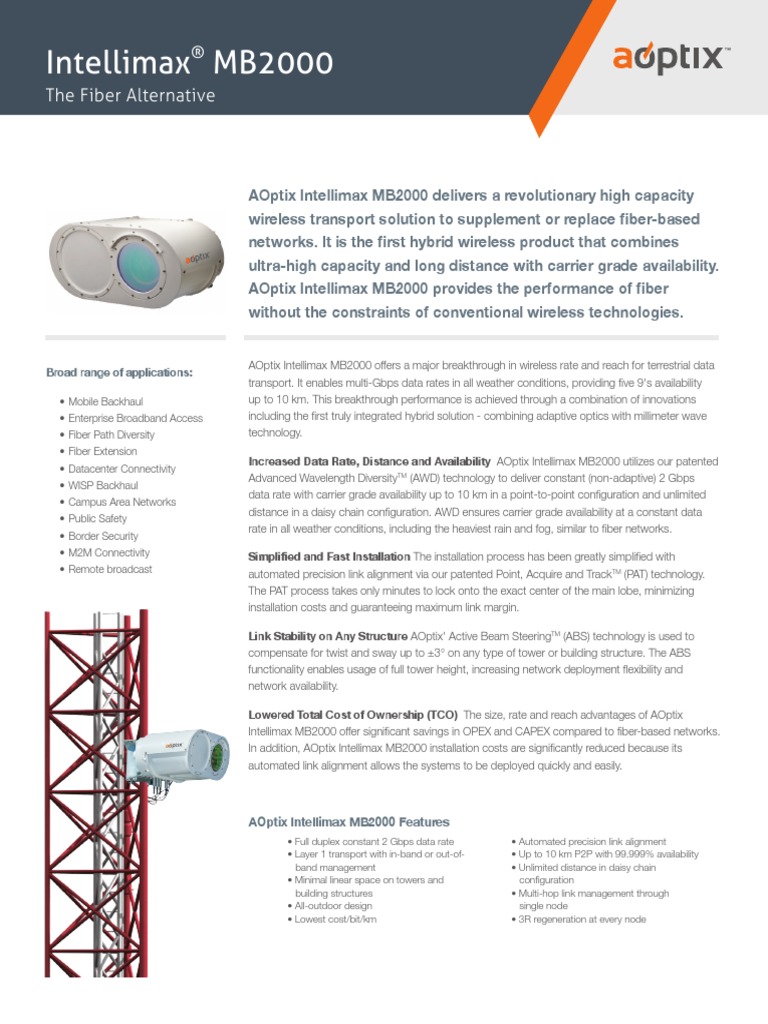 Intellimax MB2000 Datasheet | PDF | Internet Access | Wireless