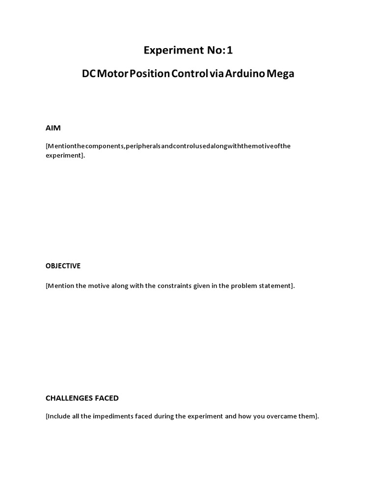 Experiment No: 1 DC Motor Position Control Via Arduino Mega | Download ...