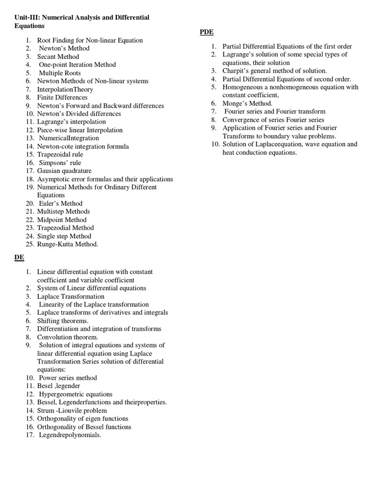 Unit-III: Numerical Analysis and Differential Equations PDE | PDF | Partial Differential ...