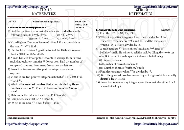 Slip Test For Sequences and Numbers | PDF | Numbers | Discrete Mathematics