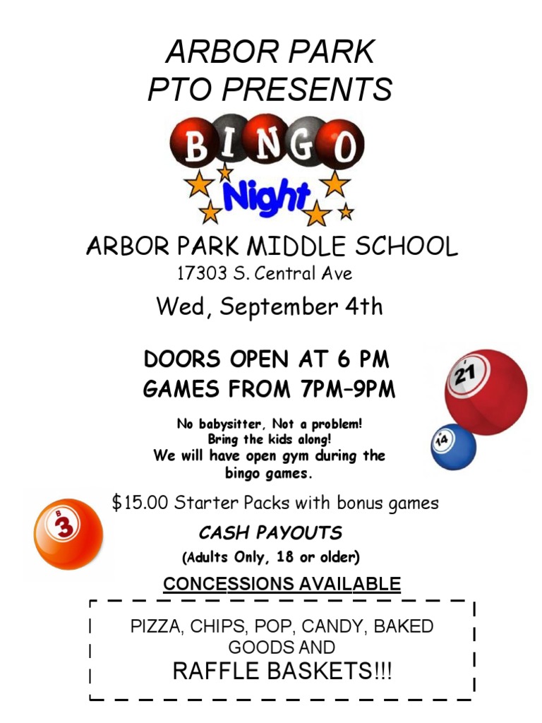 Arbor Park Bingo Night Fundraiser | PDF | Cooking, Food & Wine