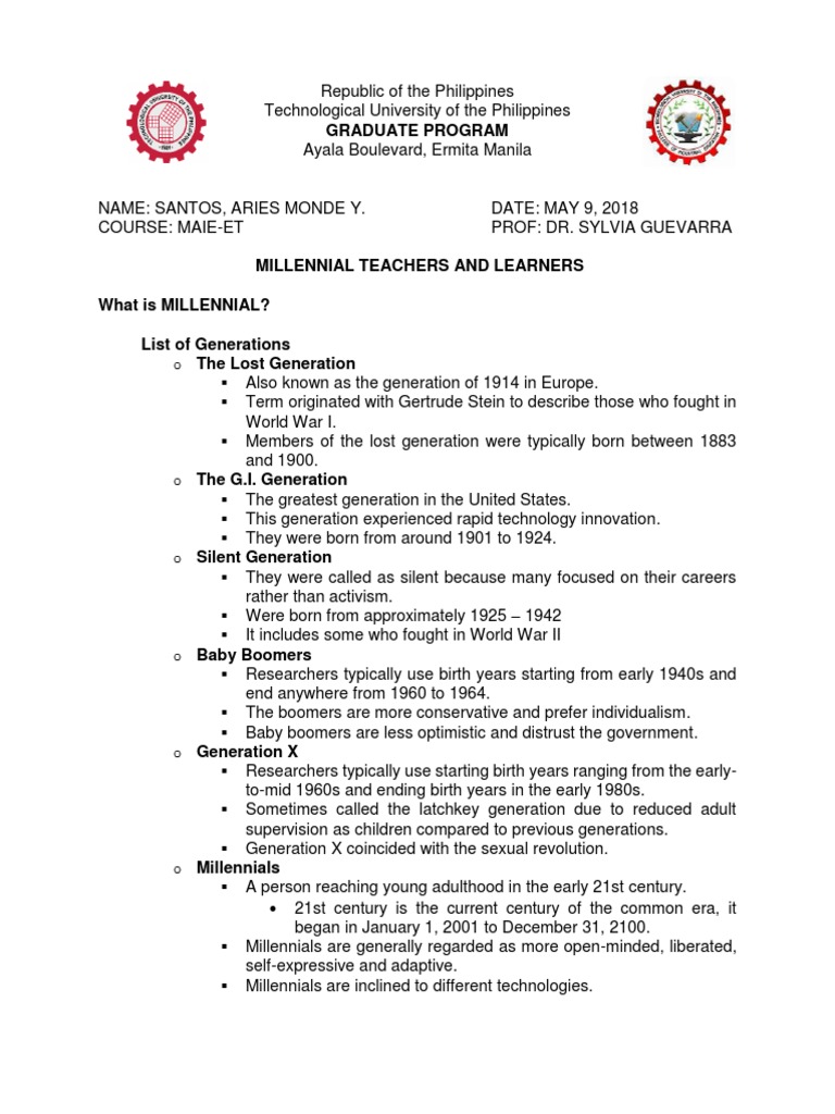 Millennial Teachers and Learners | PDF | Millennials | Learning