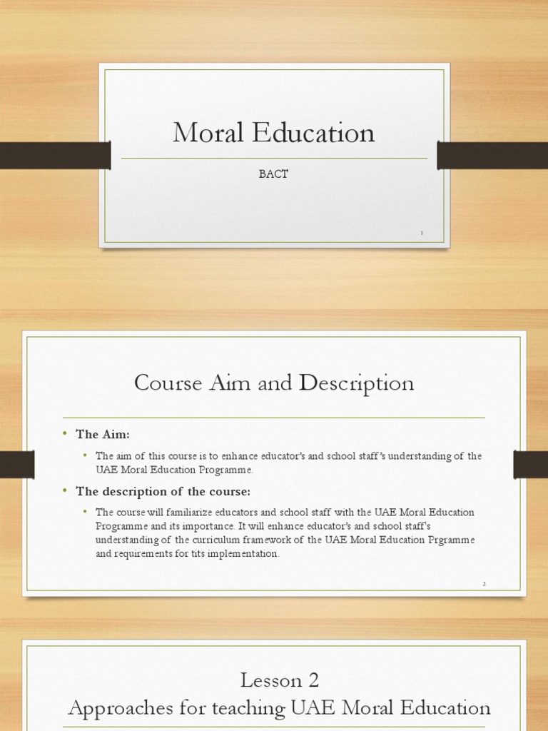 Moral Education | PDF | Teachers | Curriculum
