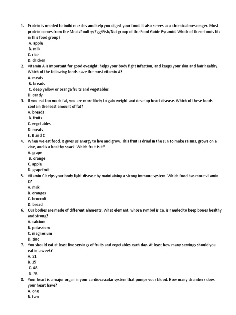 The Healthy Food Quiz: Answers to Questions about Nutrition, Diet and ...