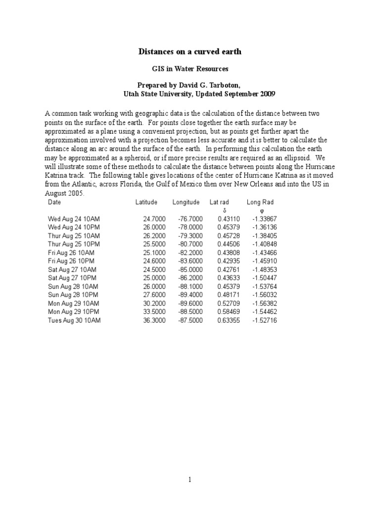 Distances On A Curved Earth | PDF | Latitude | Geography