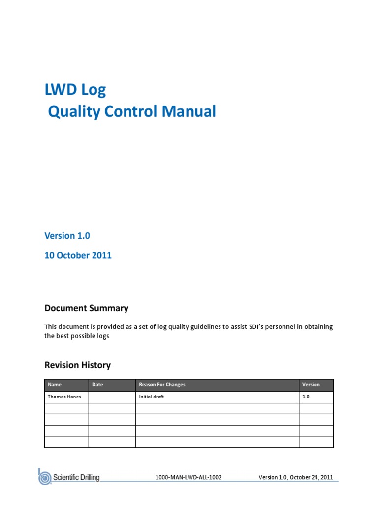 LWD Log Quality Control Manual Rev5 | PDF | Data Quality | Nature