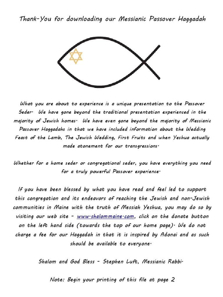 Messianic Passover Haggadah | PDF | Passover | Passover Seder