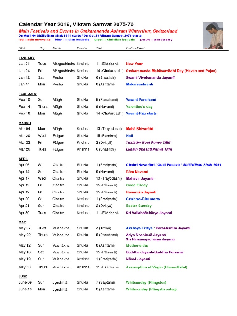 Calendar Vikram Samvat 2075-76 | PDF | Hindu Literature | Ancient Astronomy