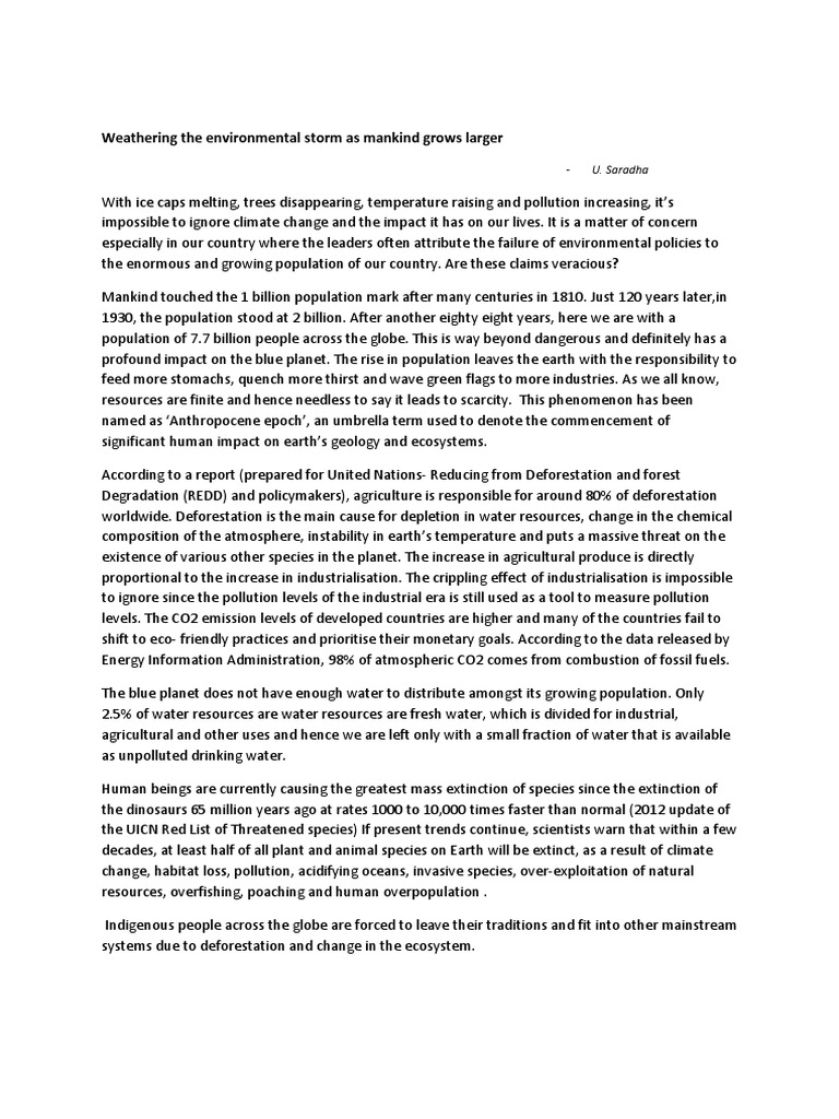 Overpopulation and Its Effects On Environment | PDF | Human ...